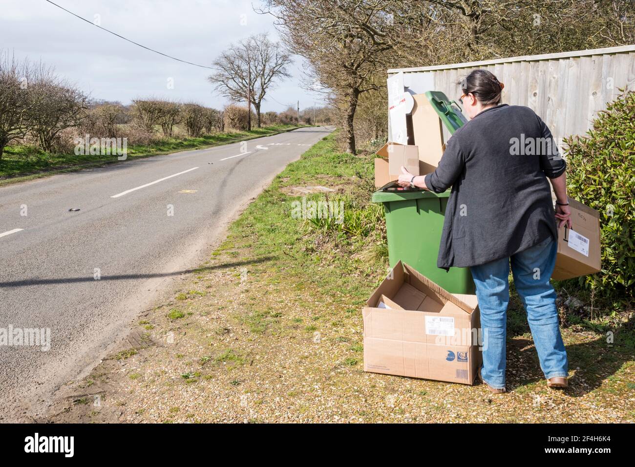 Cardboard recycling wheelie bins hi-res stock photography and images ...