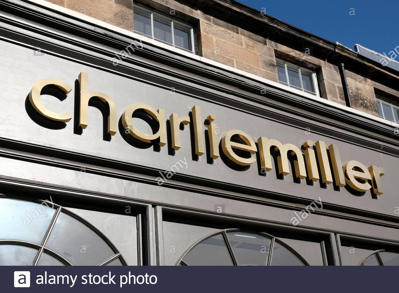 Charlie Miller sign, hairdressing salon, Edinburgh Scotland Stock Photo ...