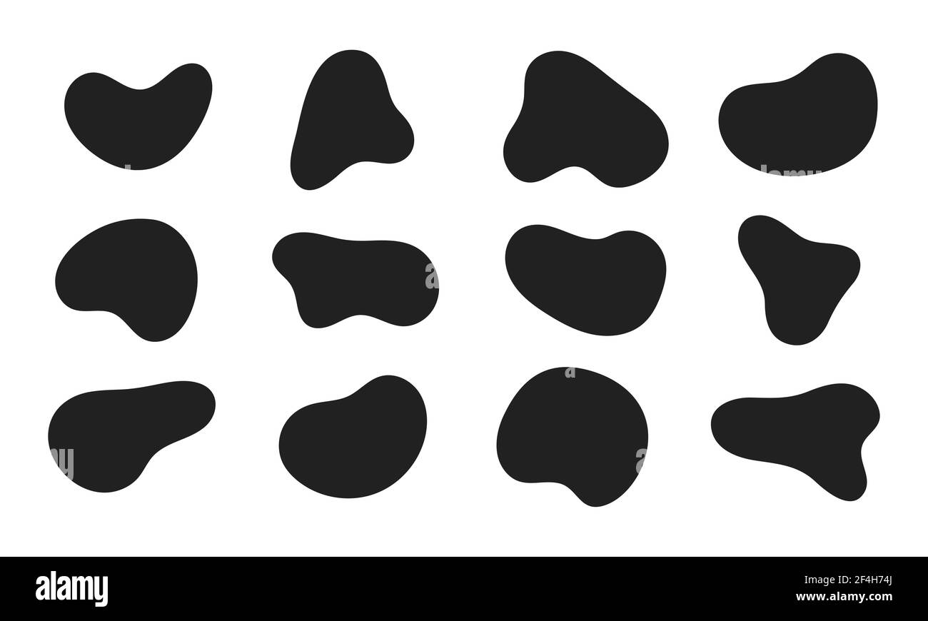 12 Modern liquid irregular blob shape abstract elements graphic flat style design fluid vector ...