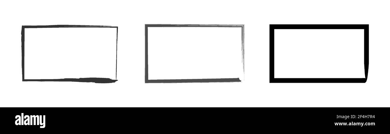 Grunge rectangular frame, blank frame. Set of hand drawn rectangle ...