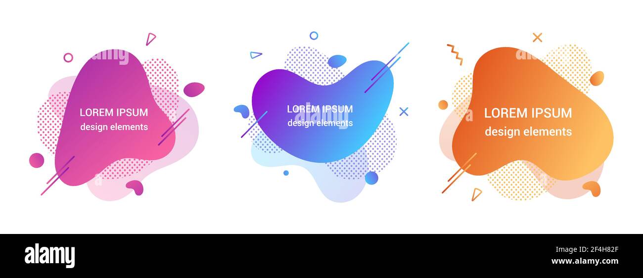 3 Modern liquid abstract element graphic gradient flat style design ...