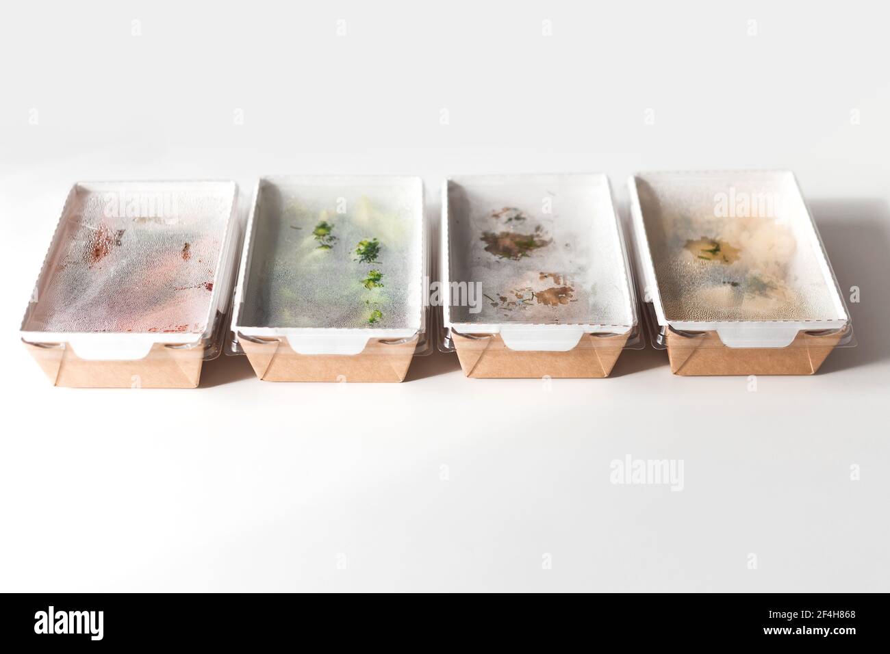 Daily food ration in containers. Delivery from restaurant, set of ...