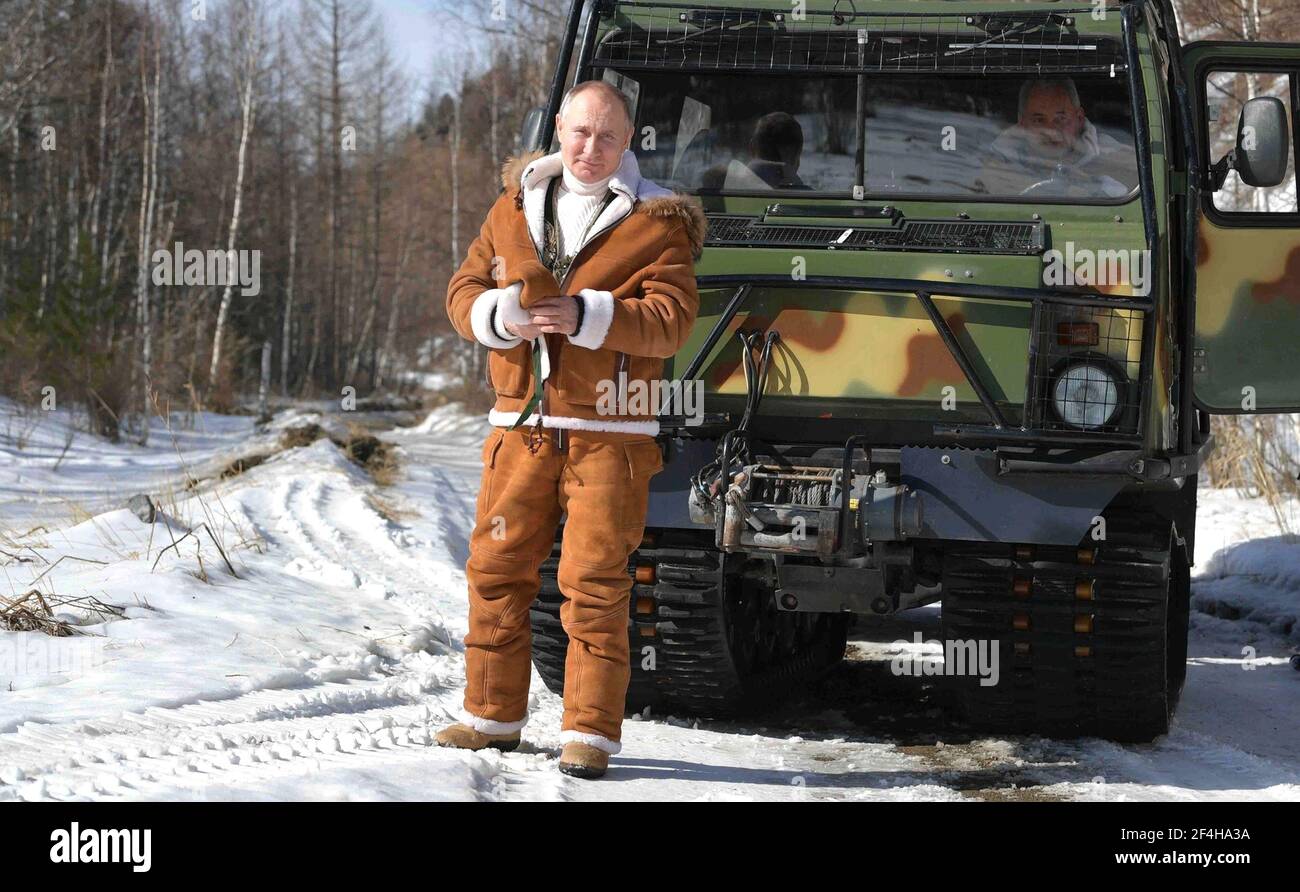 Tuva, Russia. 21st Mar, 2021. Russian President Vladimir Putin poses in ...