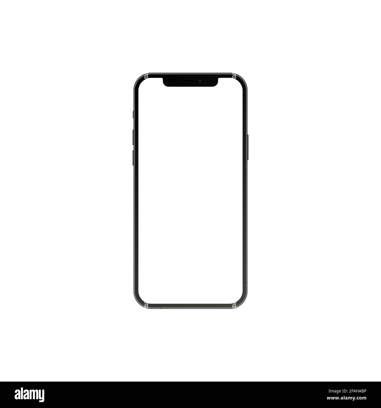Mockup of a mobile smartphone on a white background with a blank screen ...