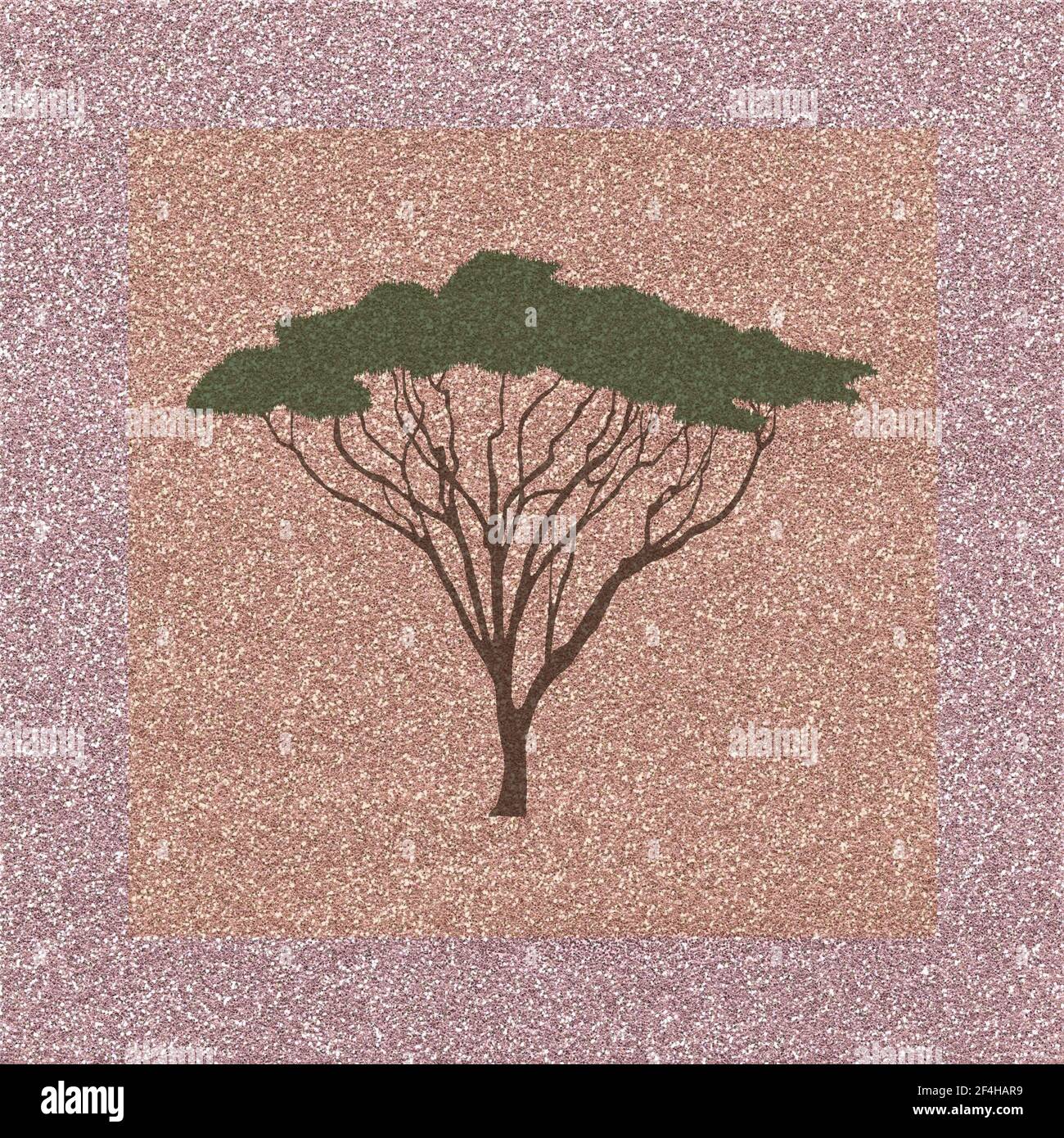 beautiful tile design with tree and square border Stock Photo - Alamy