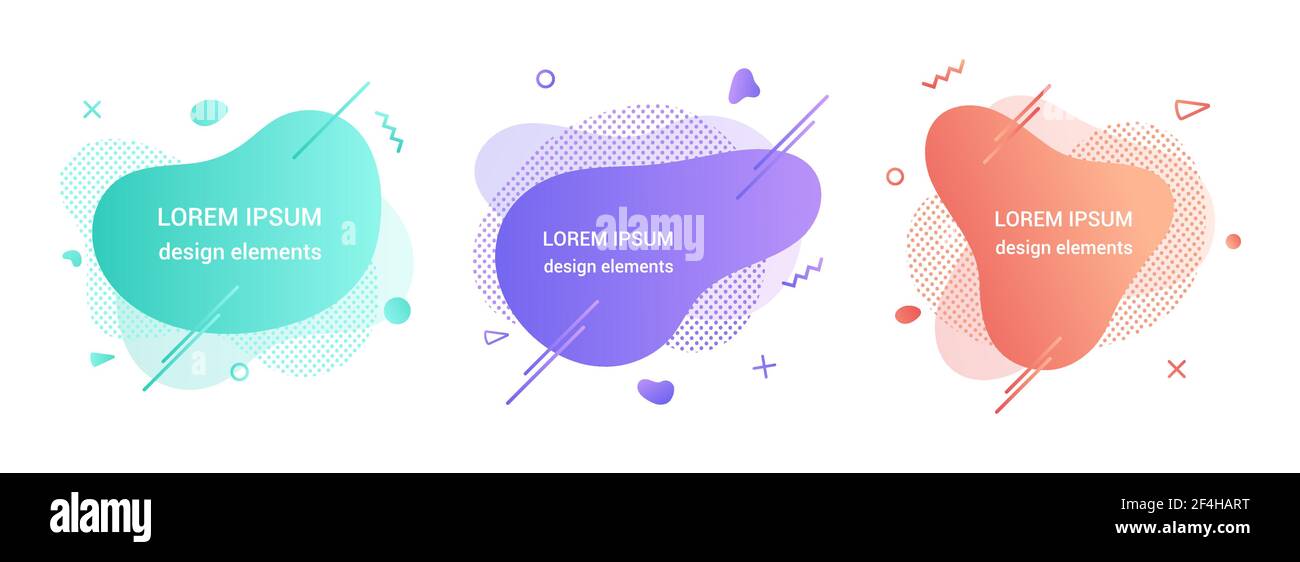 3 Modern liquid abstract element graphic gradient flat style design ...