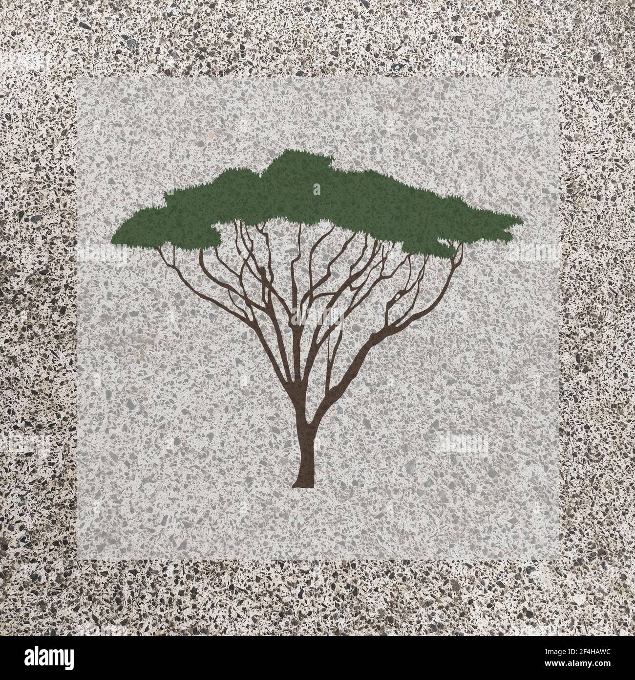 beautiful tile design with tree and square border Stock Photo - Alamy