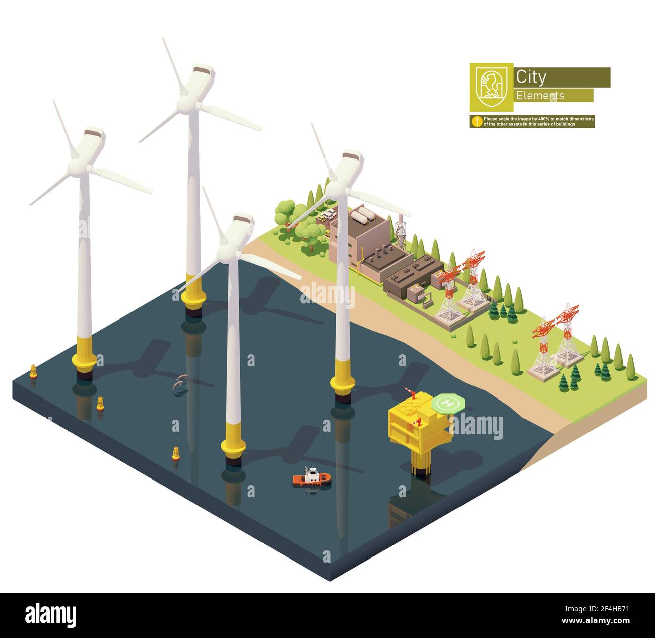 Vector isometric offshore wind farm Stock Vector Image & Art - Alamy