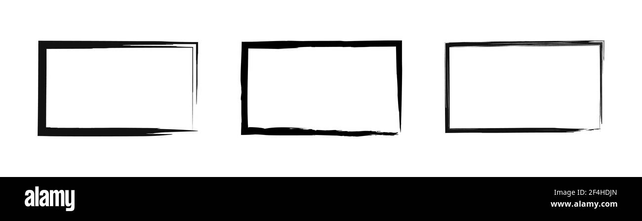 Grunge rectangular frame, blank frame. Set of hand drawn rectangle. Vector illustration on white ...