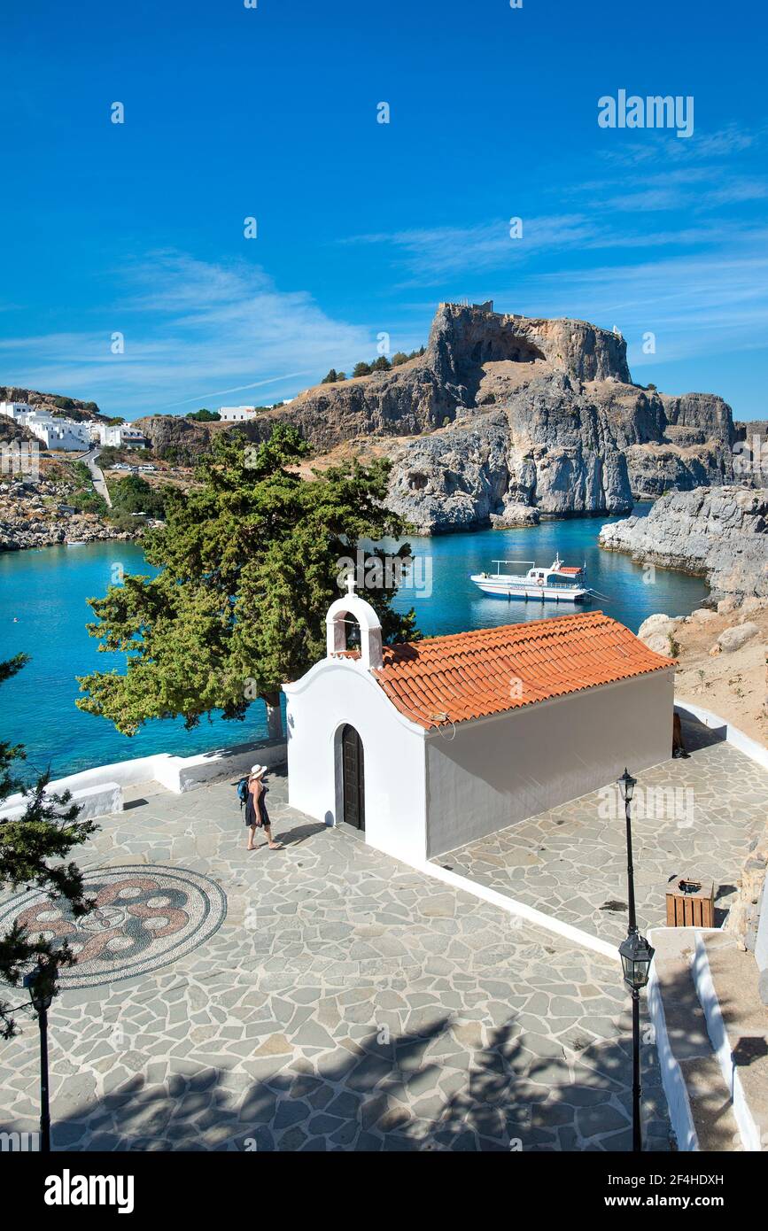 Church, St Pauls Bay, Lindos, Rhodes, Greece Stock Photo - Alamy