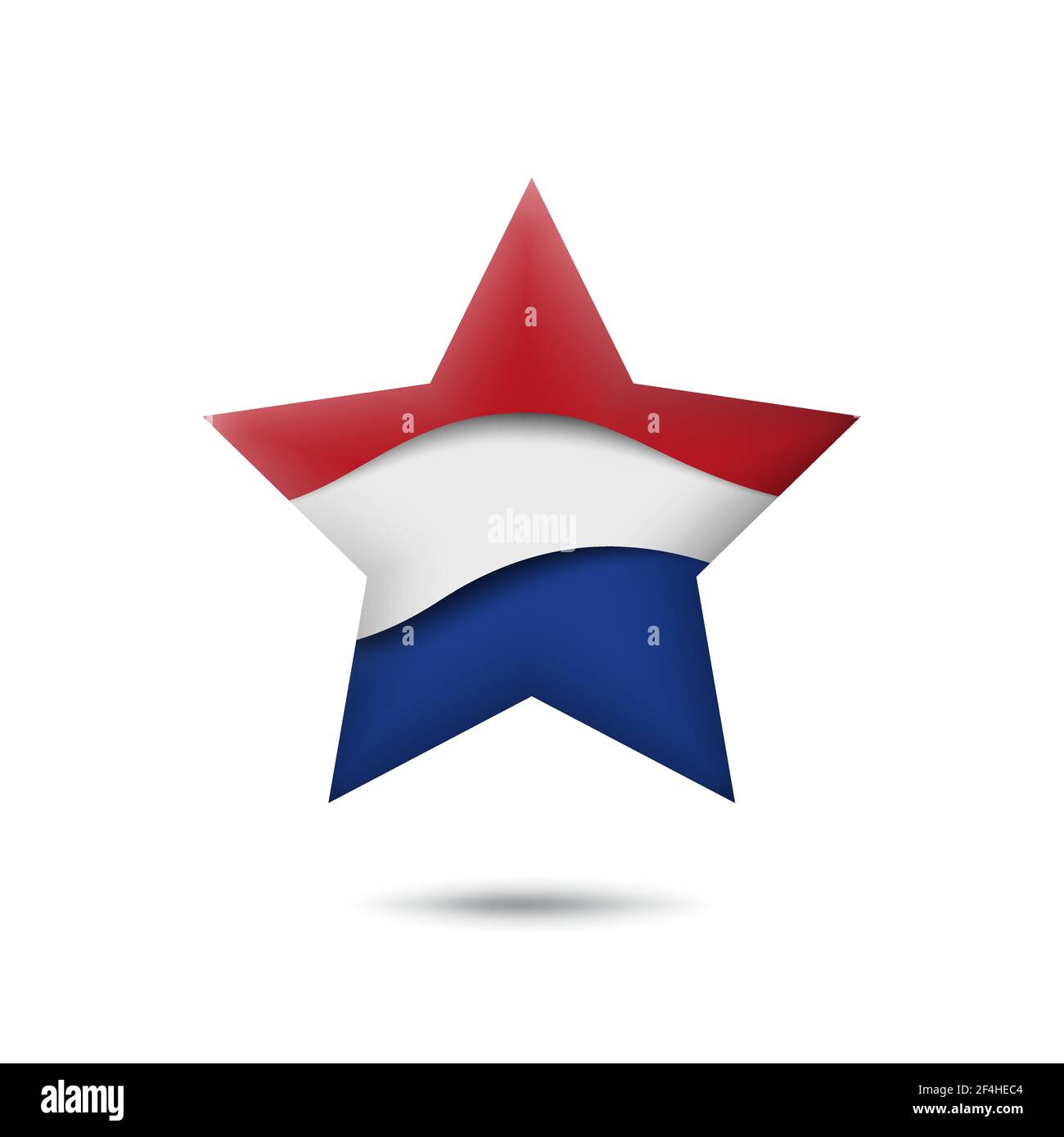 Netherlands, denmark flag icon in the shape of star. Waving in the wind ...