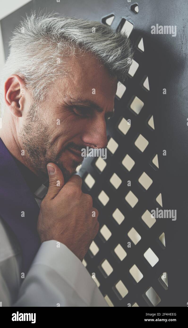 Confession box and priest listening to the sins of the faithful Stock ...