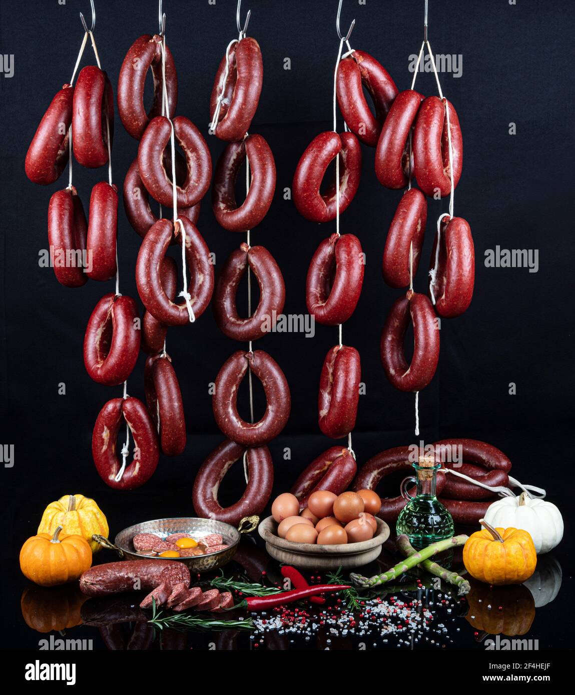 Turkish sausage kangal sucuk. Sujuk (sucuk), a dry spicy sausage on ...