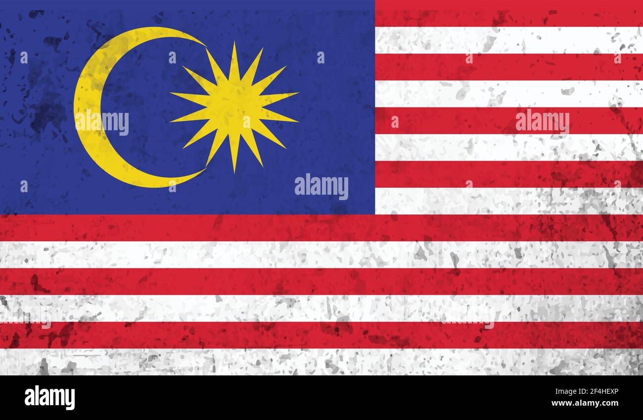 Malaysia flag with waving grunge texture. Vector background Stock ...