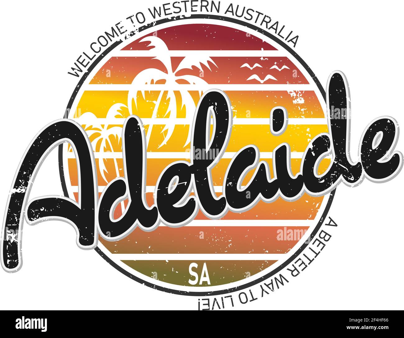 Adelaide Australia City Vector Art Round t-shirt design logo Stock ...