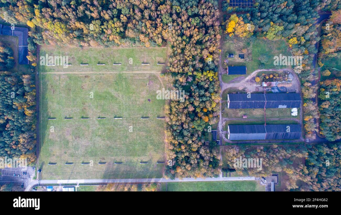 Aerial drone view of Stutthof concentration camp, Poland Stock Photo ...