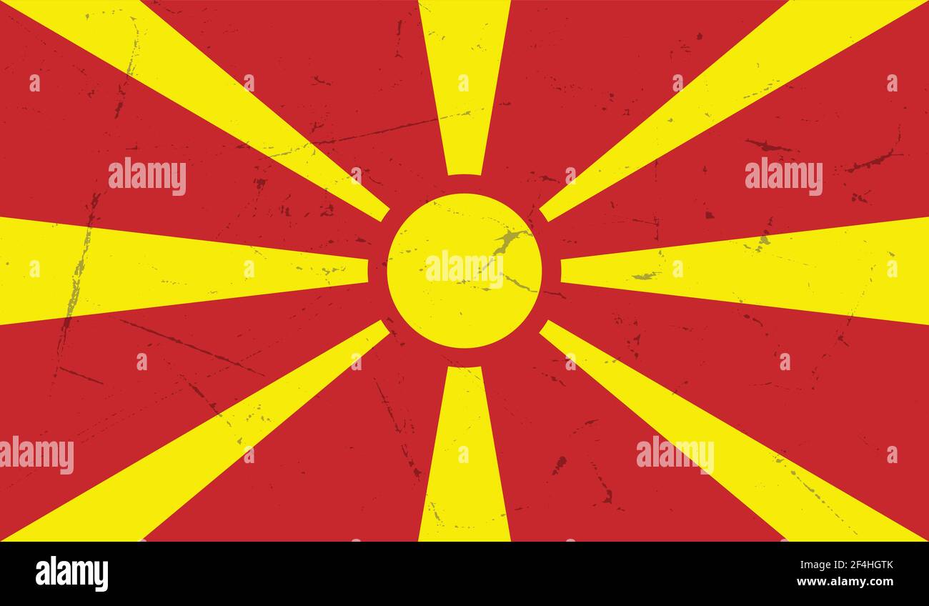 Macedonia flag with waving grunge texture. Vector background Stock ...