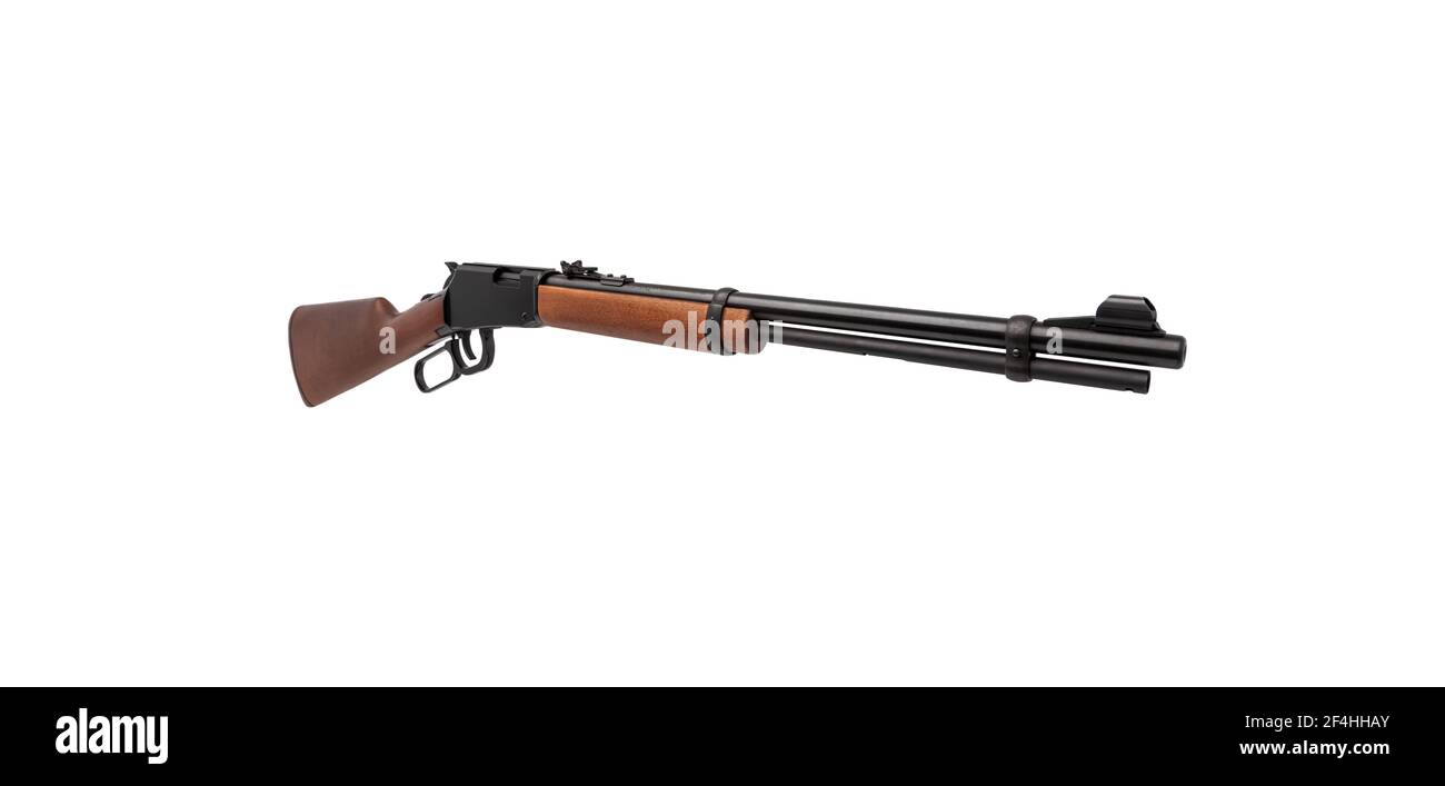 Old American wild west rifle isolated on white background. Weapon with ...