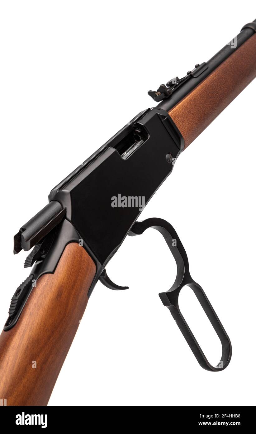 Old American wild west rifle isolated on white background. Weapon with ...