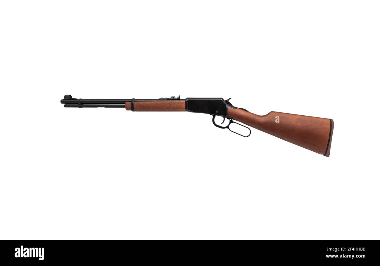 Old American wild west rifle isolated on white background. Weapon with ...