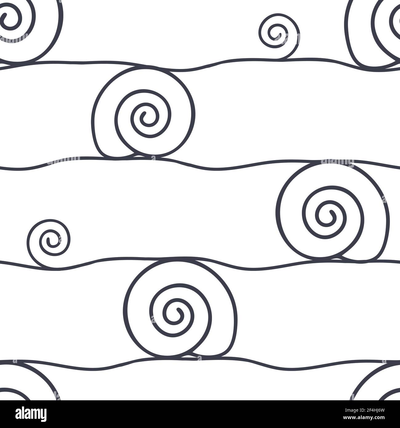 Seamless vector pattern with spiral lines on white background. Simple ...