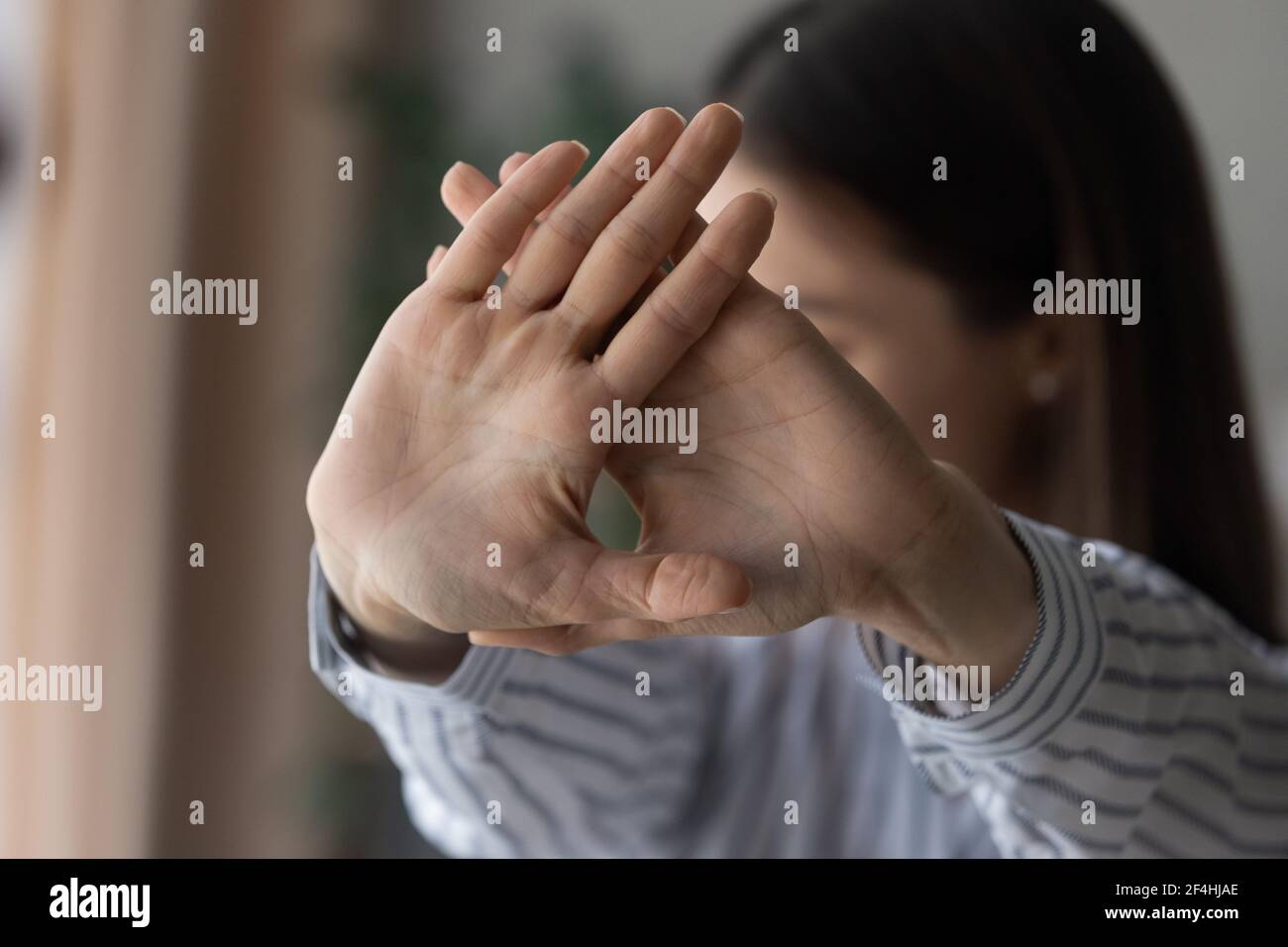 Woman saying stop hi-res stock photography and images - Alamy