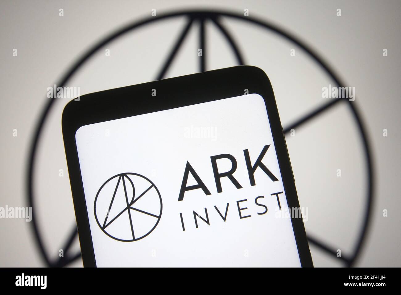 In this photo illustration an ARK investment logo of ARK Investment ...