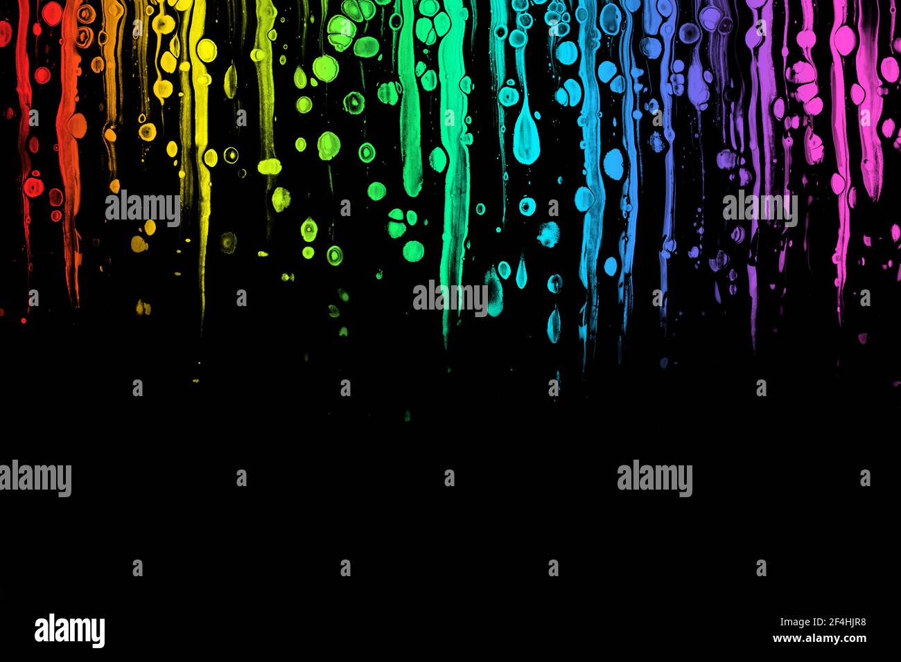 Colorful abstract acrylic dripping painting. Free flowing cells ...