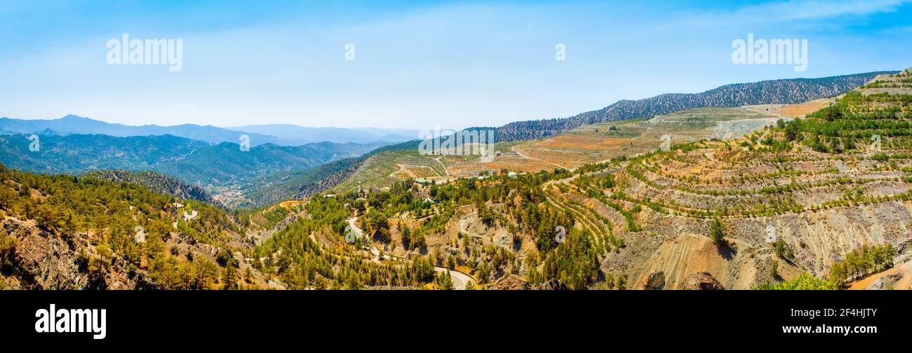 Beautiful Mediterranean panoramic landscape with mountain and green ...