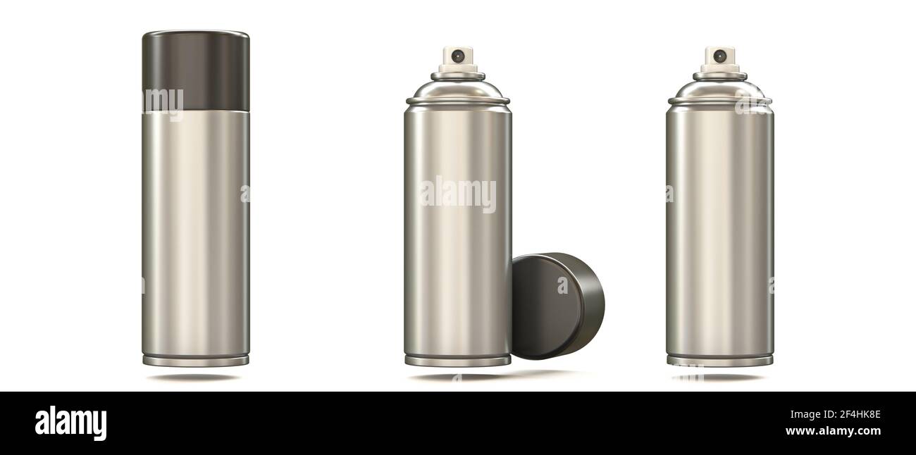 Metal spray can 3D render illustration isolated on white background ...