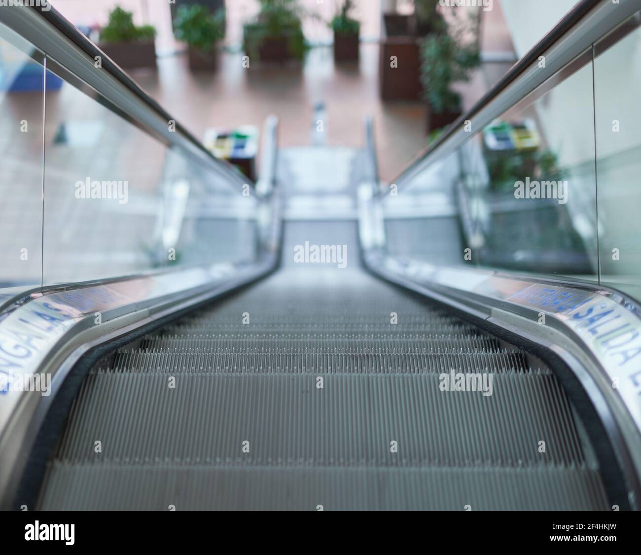 detail of a top view of an escalator in a shopping center Stock Photo ...