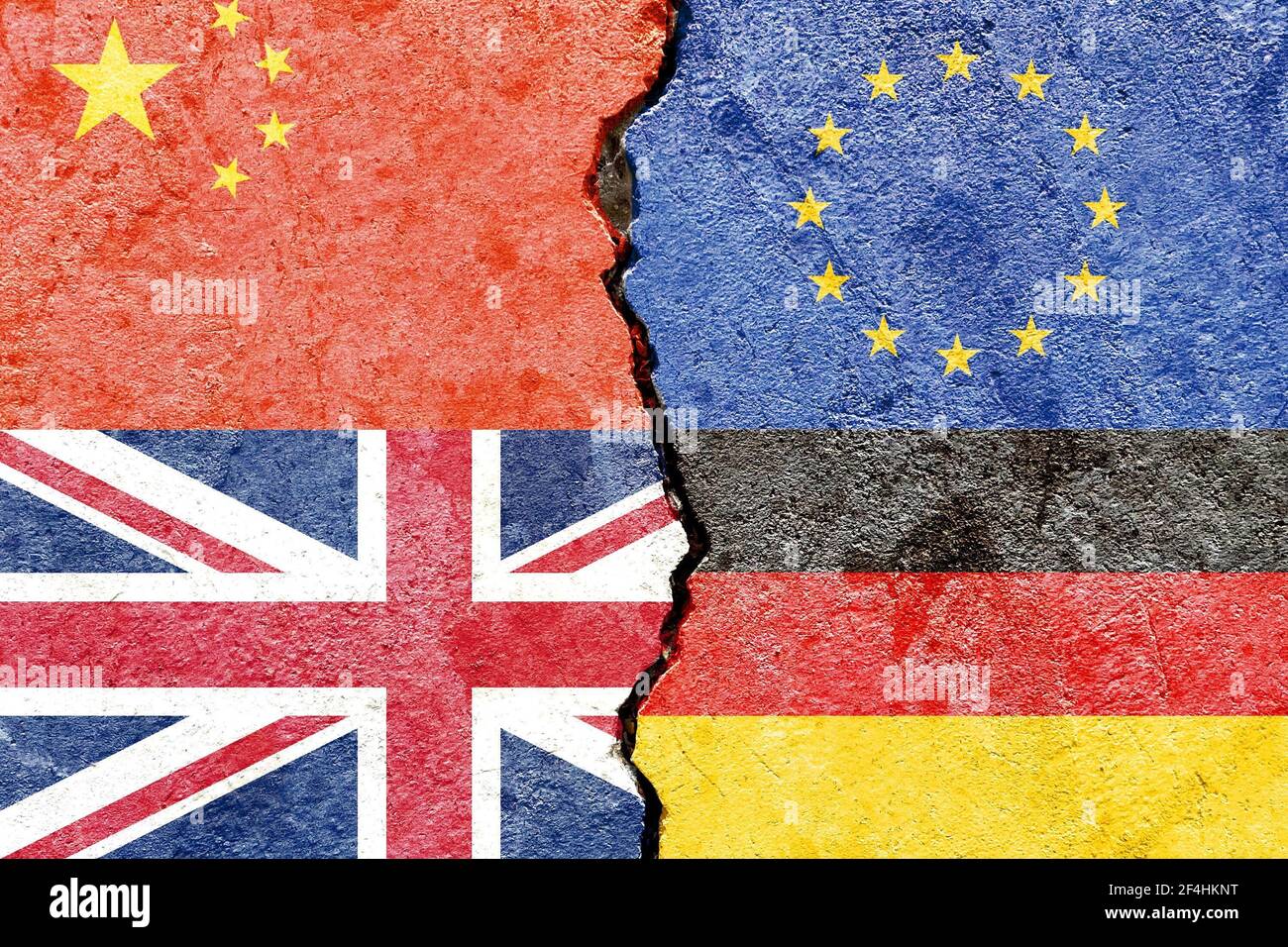 An illustration of flags indicating the political conflict between ...