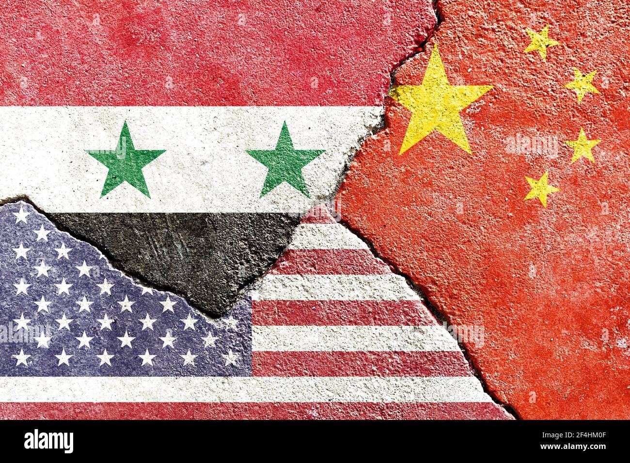 An illustration indicating the political conflict between Syria-USA ...