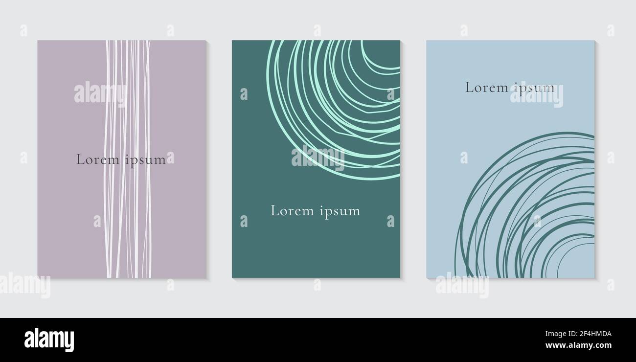 Set of cover brochure hand drawn circle, lines simple background ...