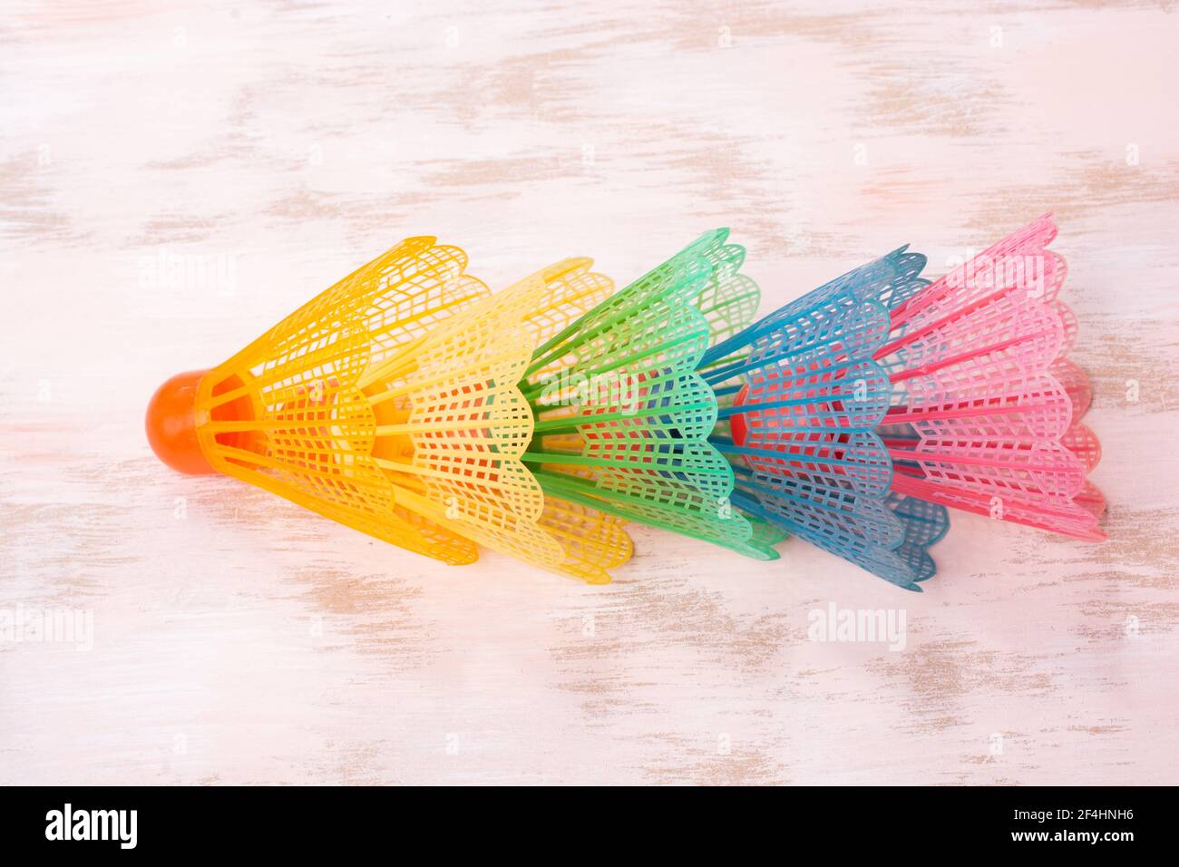 Colorful feather shuttlecock Sports equipment for badminton game Stock ...