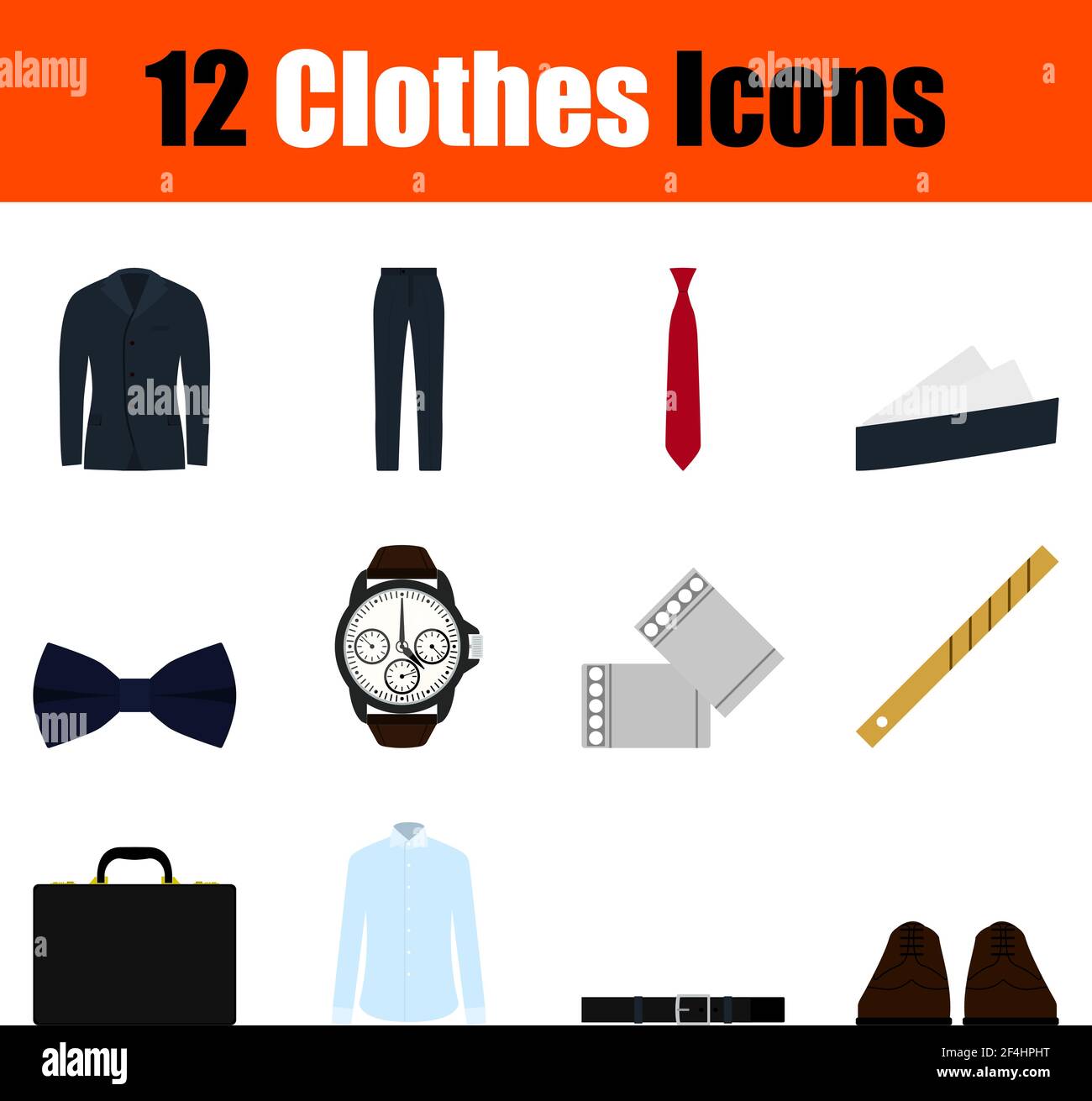 Clothes Icon Set. Flat Design. Fully editable vector illustration. Text ...