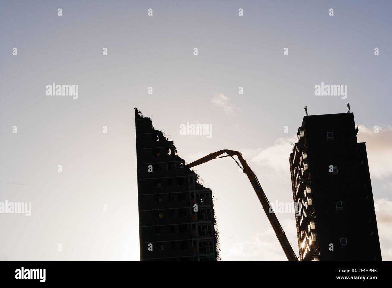 Demolition of high rise flats in Govan, Glasgow in 2012, as part of the ...