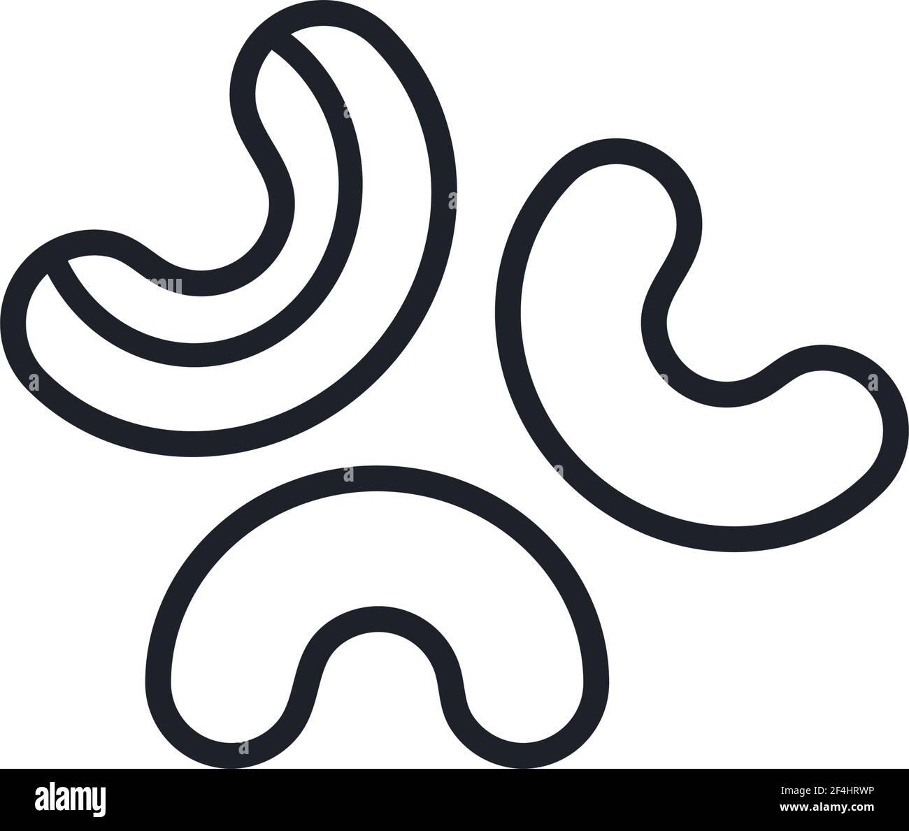 Cashew nuts or seeds icon. Vector linear icon, contour, shape, outline ...