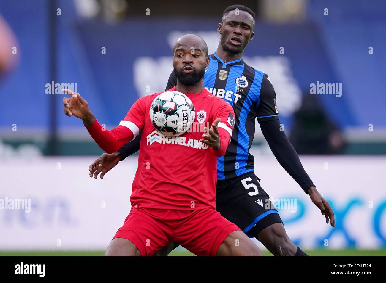 BRUGES, BELGIUM - MARCH 21: Didier Lamkel Ze of Royal Antwerp and ...