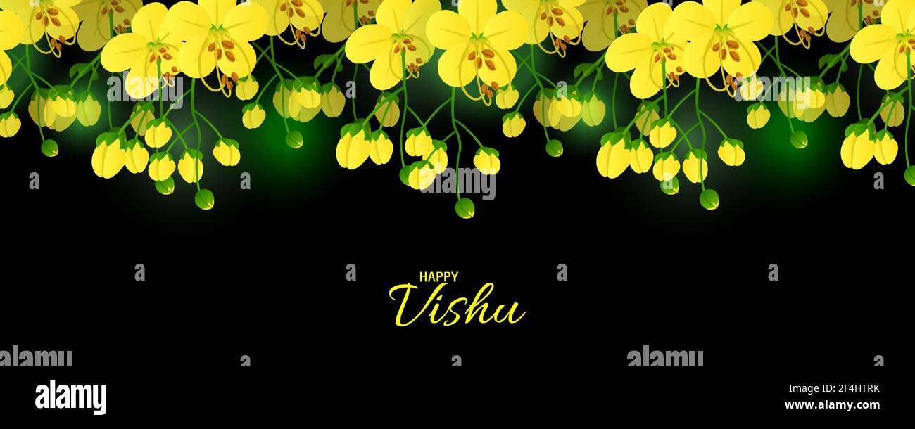 Illustration of Happy Vishu. worship of krishna. cassia fistula flower ...
