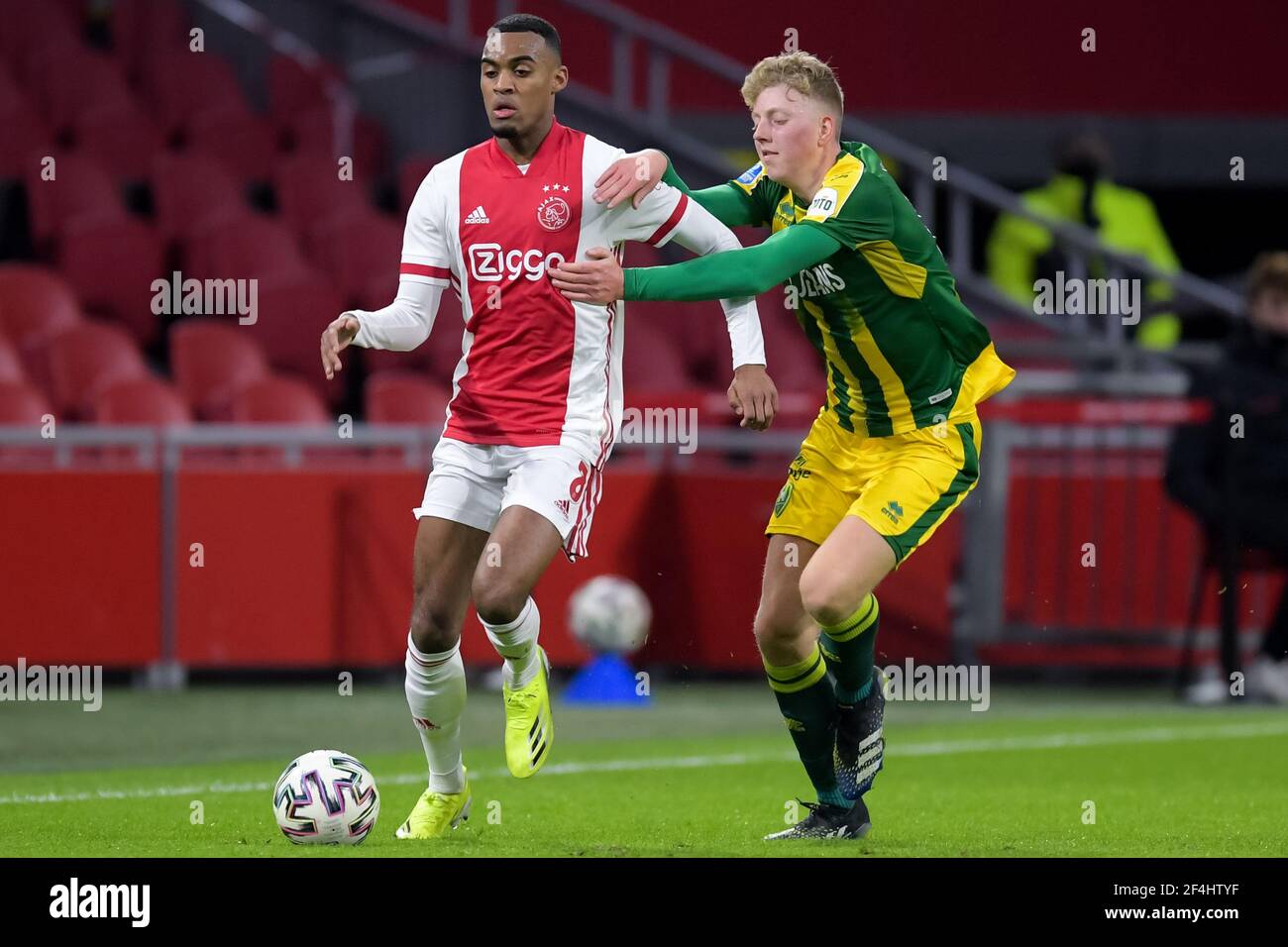 AMSTERDAM, NETHERLANDS - MARCH 21: Ryan Gravenberch of Ajax and Kees de ...