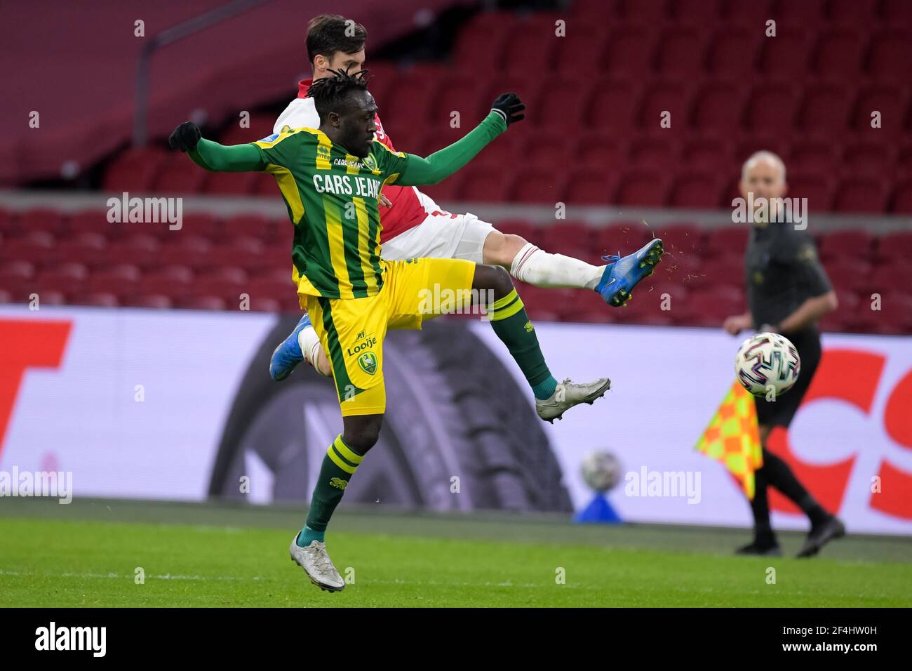 AMSTERDAM, NETHERLANDS - MARCH 21: Bobby Adekanye of ADO Den Haag and ...
