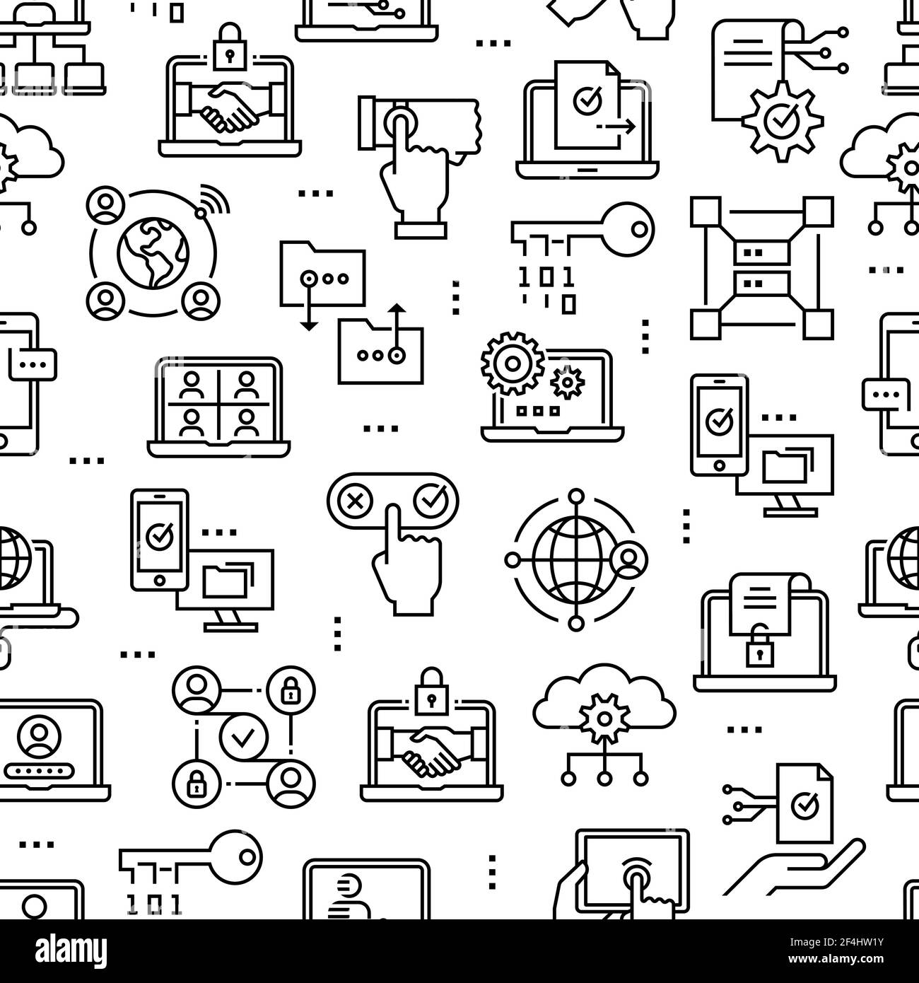 Blockchain technology seamless pattern with line icons Stock Vector ...