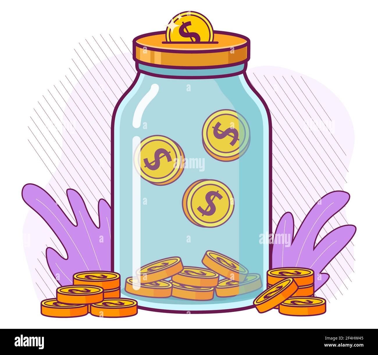 To invest money.Line art vector illustration.Coins stack Stock Vector ...