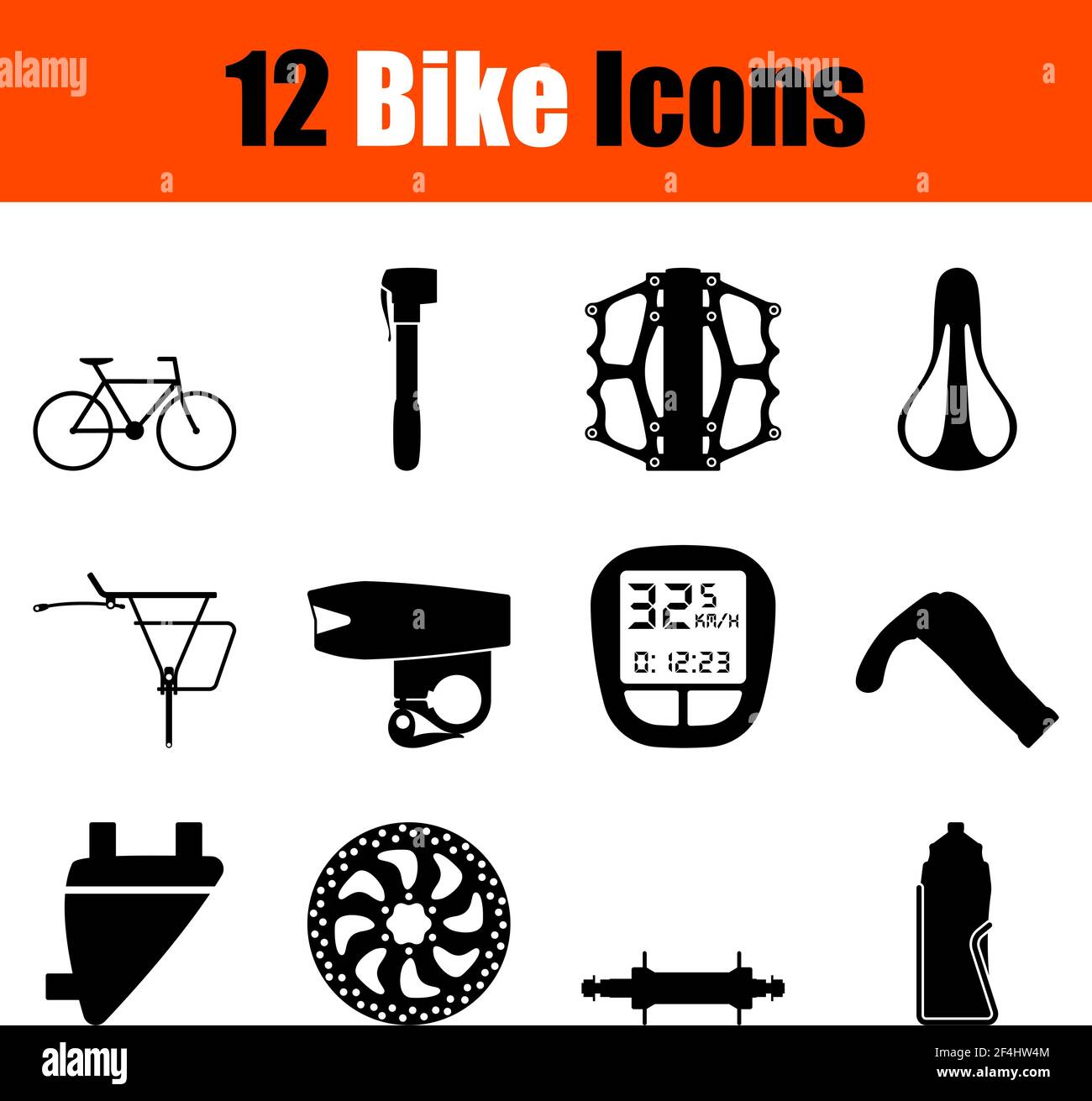 Bike Icon Set. Cute and Smooth Glyph Design. Fully editable vector ...
