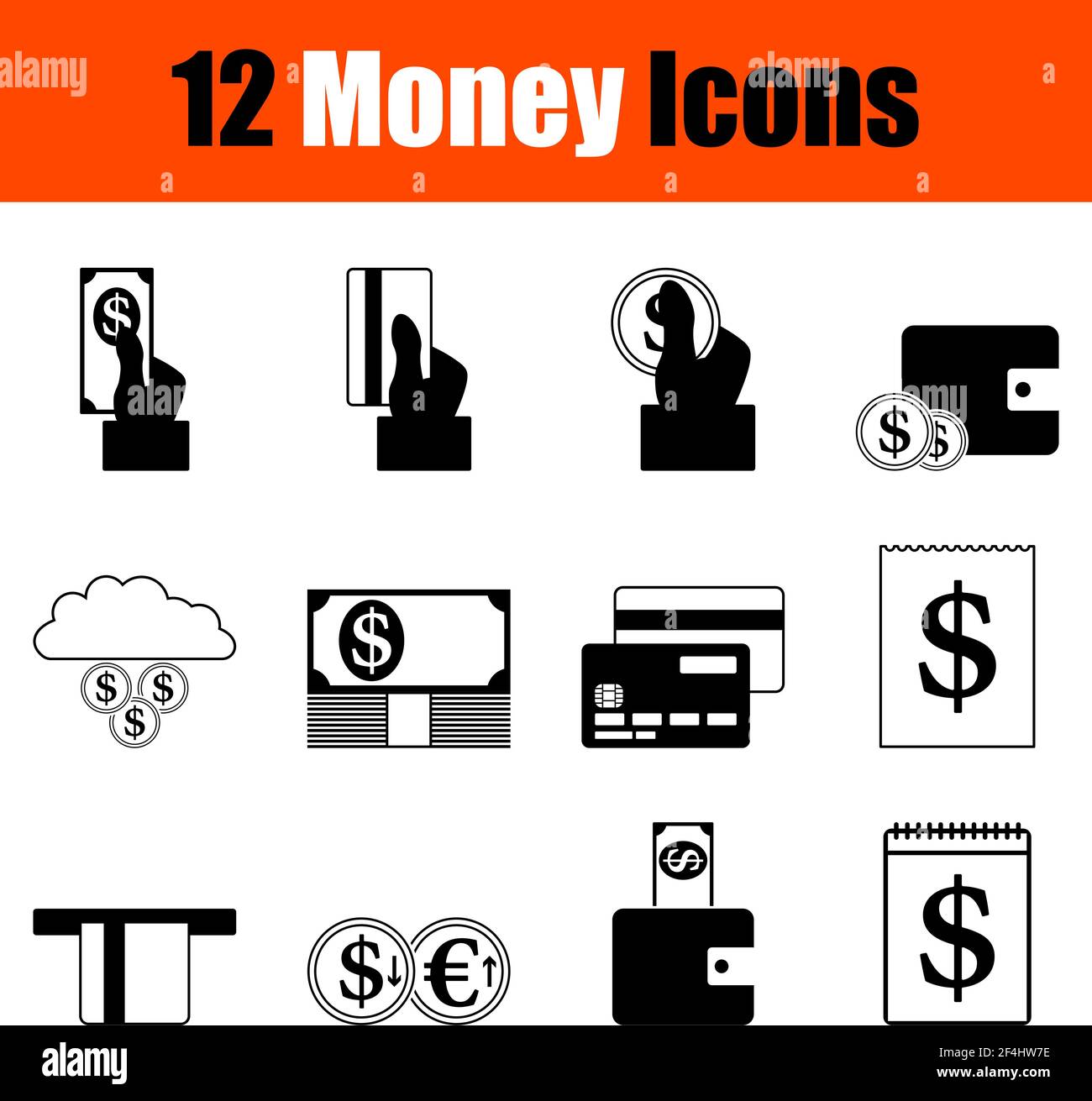 Money Icon Set. Cute and Smooth Glyph Design. Fully editable vector ...