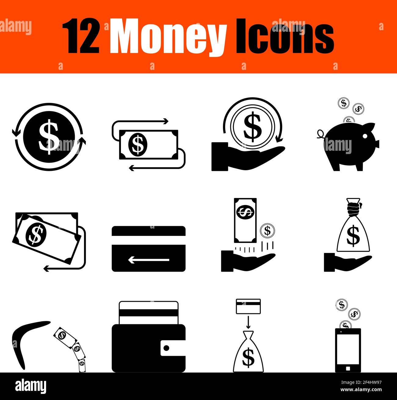 Money Icon Set. Cute and Smooth Glyph Design. Fully editable vector ...