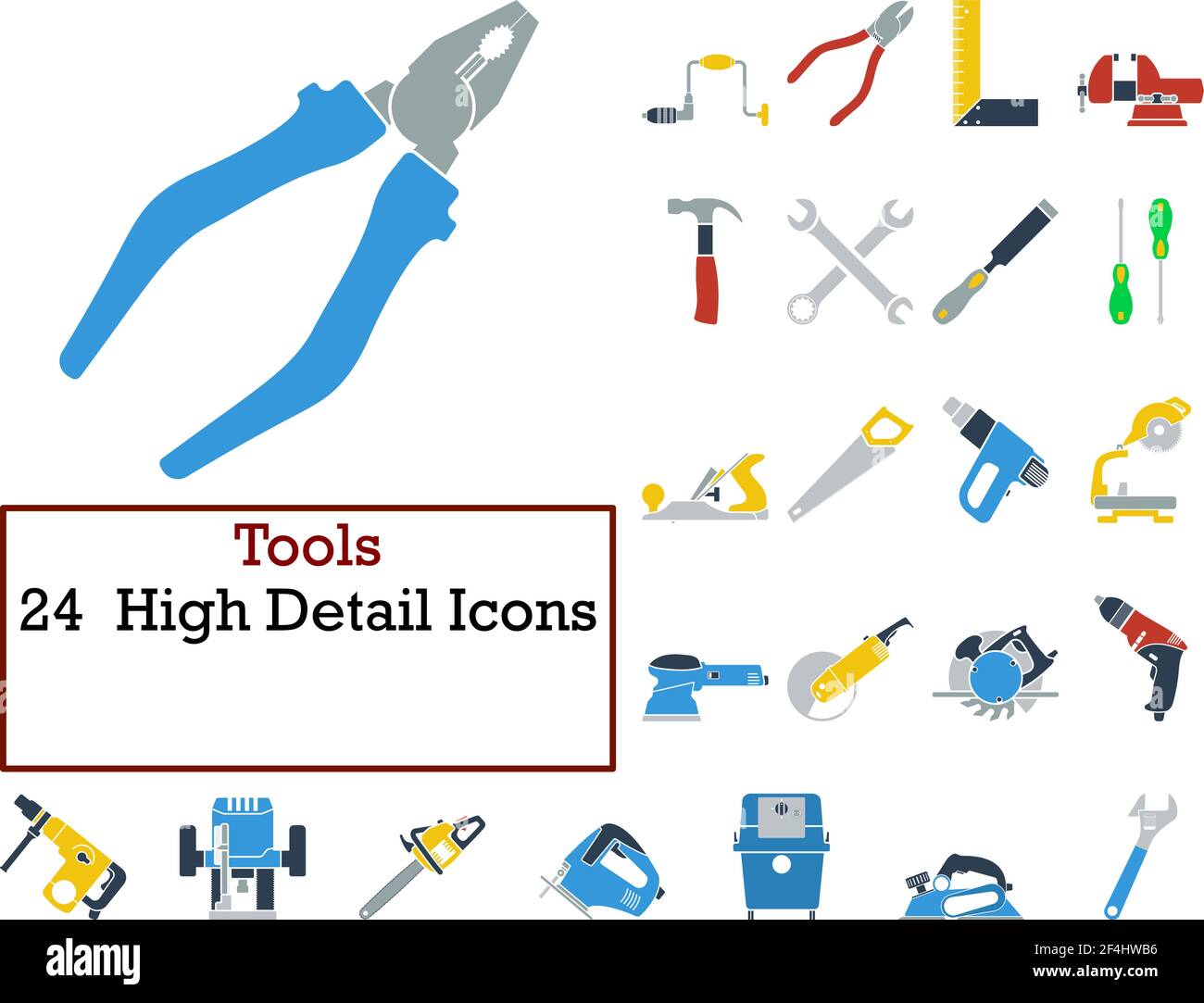 Tools Icon Set. Flat Design. Fully editable vector illustration. Text ...