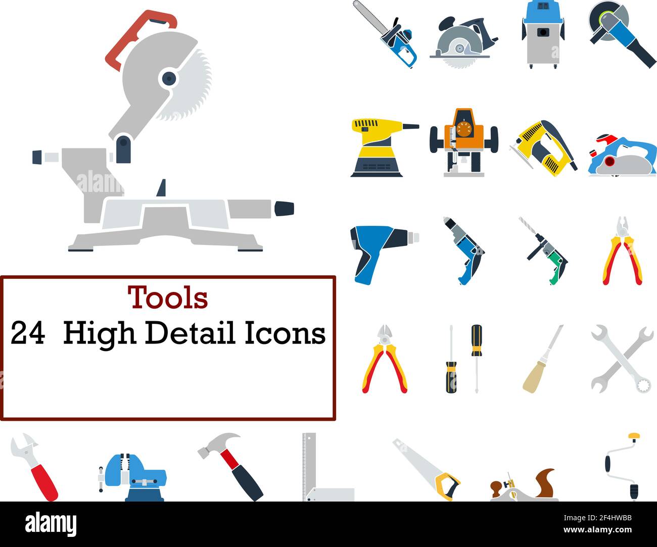 Tools Icon Set. Flat Design. Fully editable vector illustration. Text ...