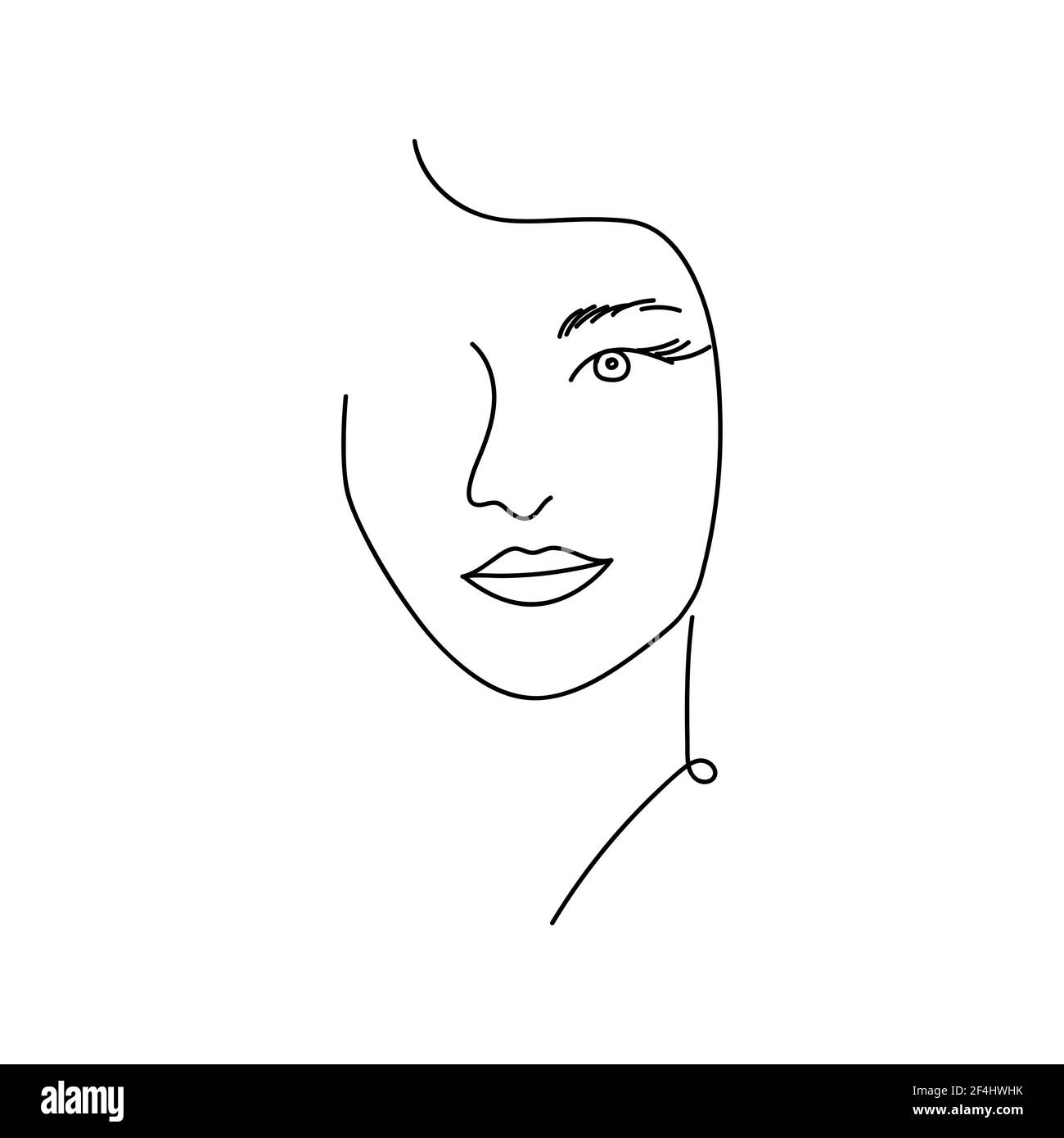 Modern Abstract Face Portrait. Linear Ink Brush. Line Art. Fashion ...